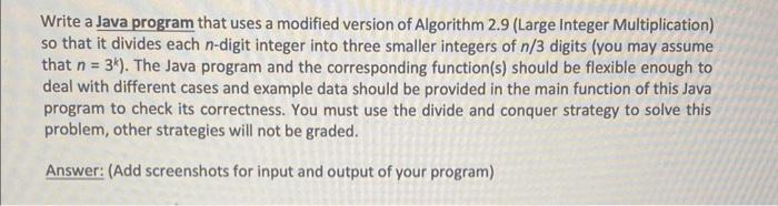 Solved Write a Java program that uses a modified version of | Chegg.com