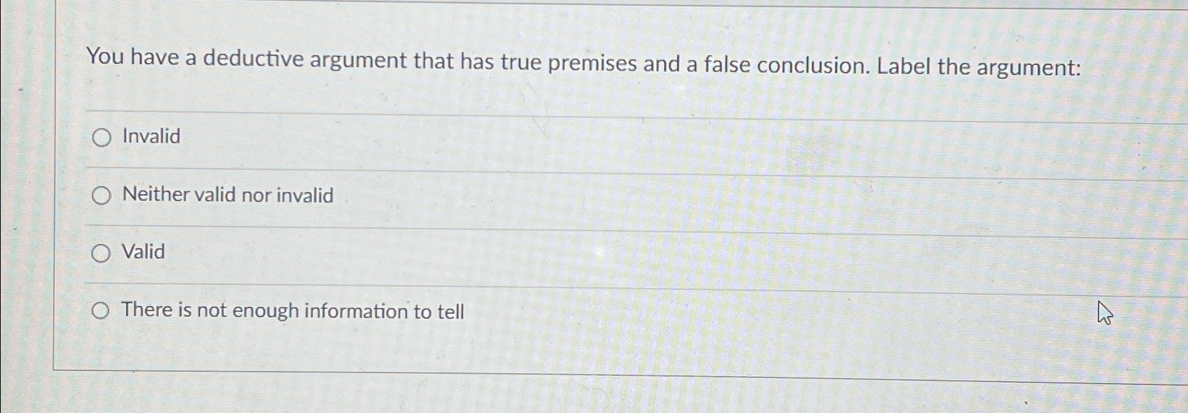 Solved You have a deductive argument that has true premises | Chegg.com