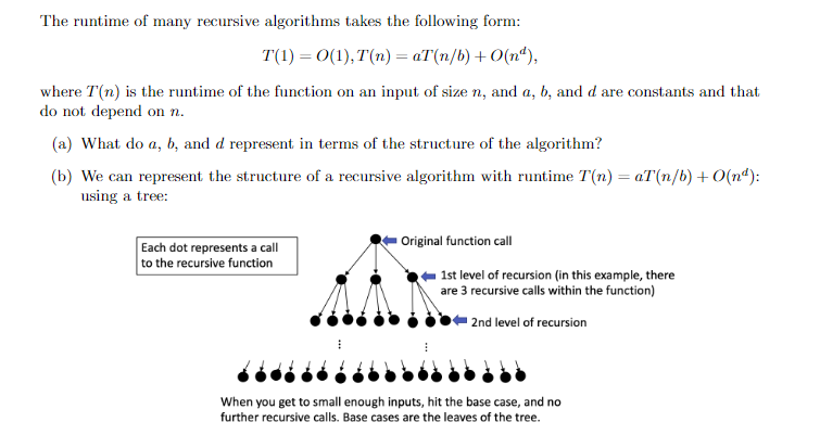 Solved The runtime of many recursive algorithms takes the | Chegg.com