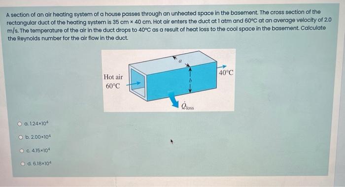 Solved A section of an air heating system of a house passes | Chegg.com