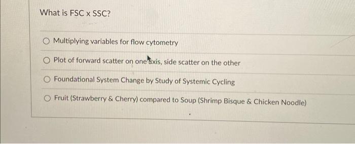 Solved What is FSC × SSC? Multiplying variables for flow | Chegg.com