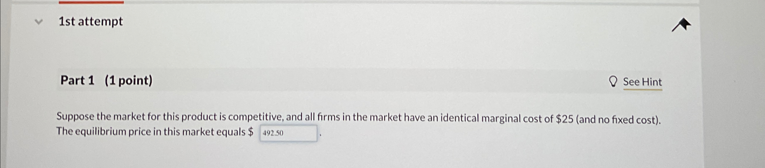 Solved 1st attemptPart 1 (1 ﻿point)See HintSuppose the | Chegg.com