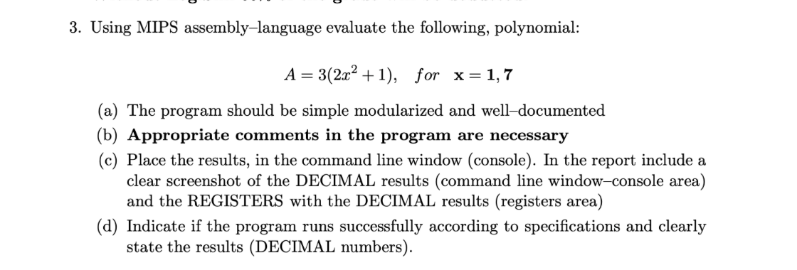 Solved Using MIPS assembly-language evaluate the following, | Chegg.com