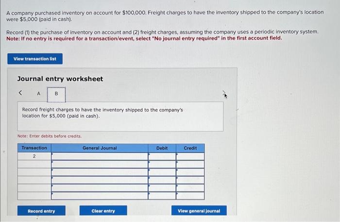 Solved A company purchased inventory on account for | Chegg.com