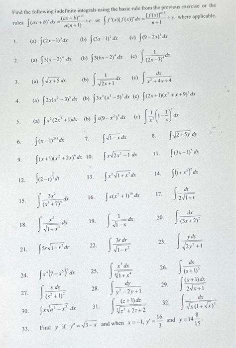 Solved Find the following indefinite integrals using the | Chegg.com