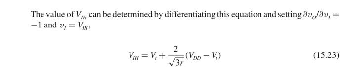 Solved The value of VIH can be determined by differentiating | Chegg.com