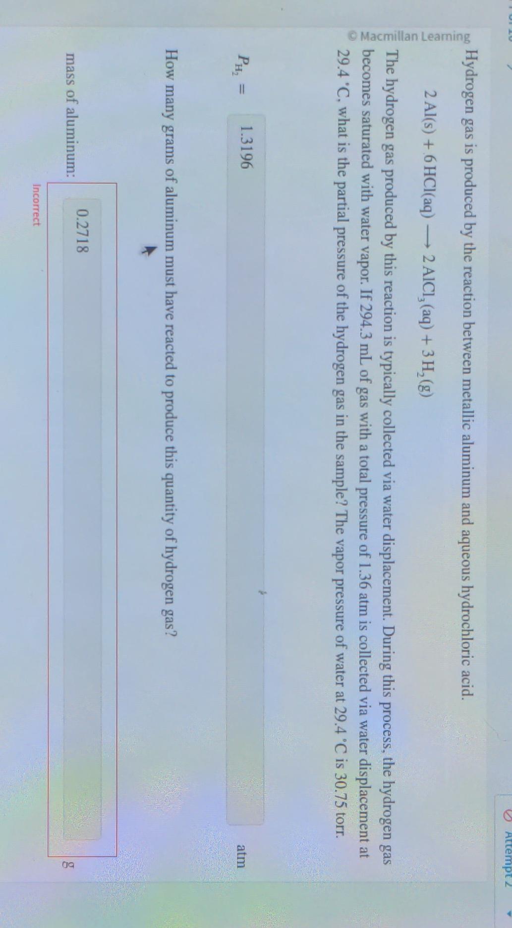 Solved Hydrogen gas is produced by the reaction between | Chegg.com