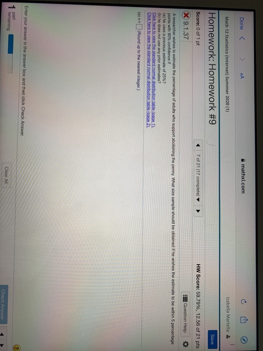 Solved Done АА mathxl.com Math 12 Statistics (Internet) | Chegg.com