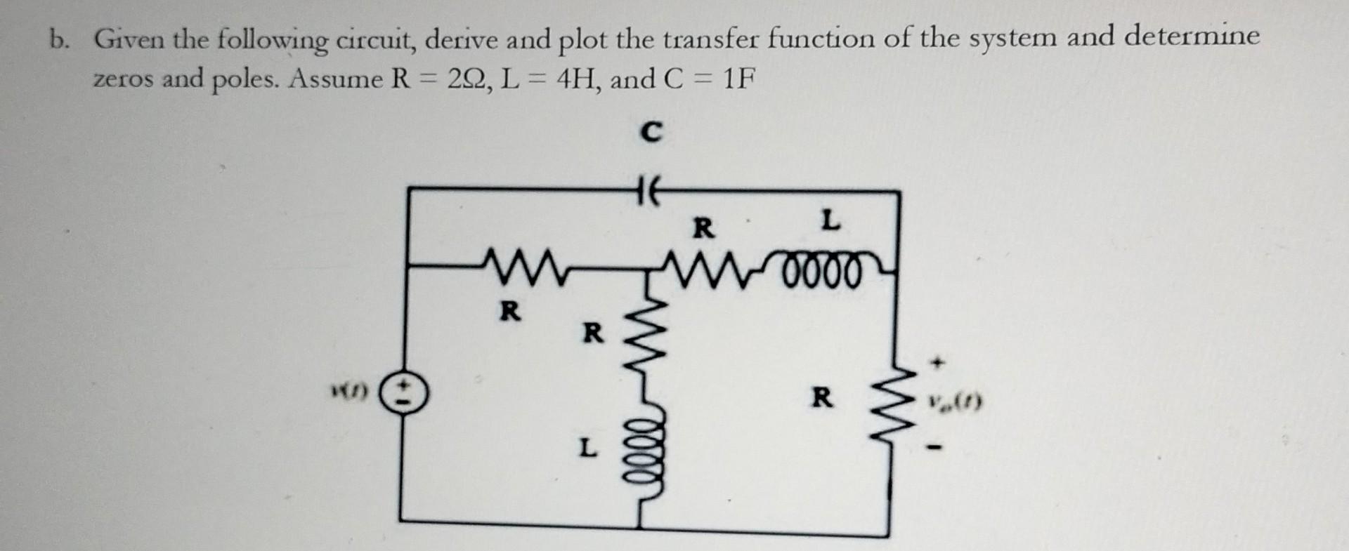 Solved b. Given the following circuit, derive and plot the | Chegg.com