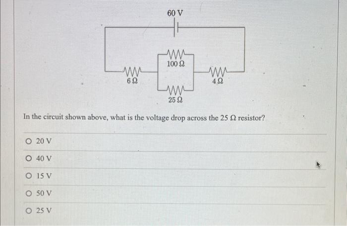 Solved In the circuit shown above, what is the voltage drop | Chegg.com