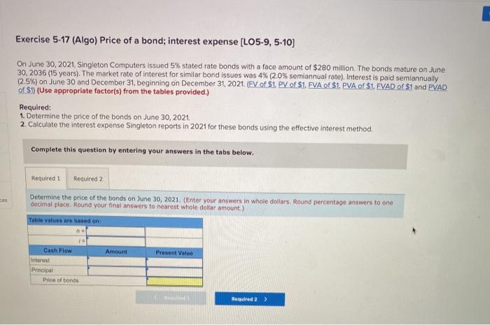 Solved Exercise 5-5 (Algo) Solving for unknowns; single | Chegg.com