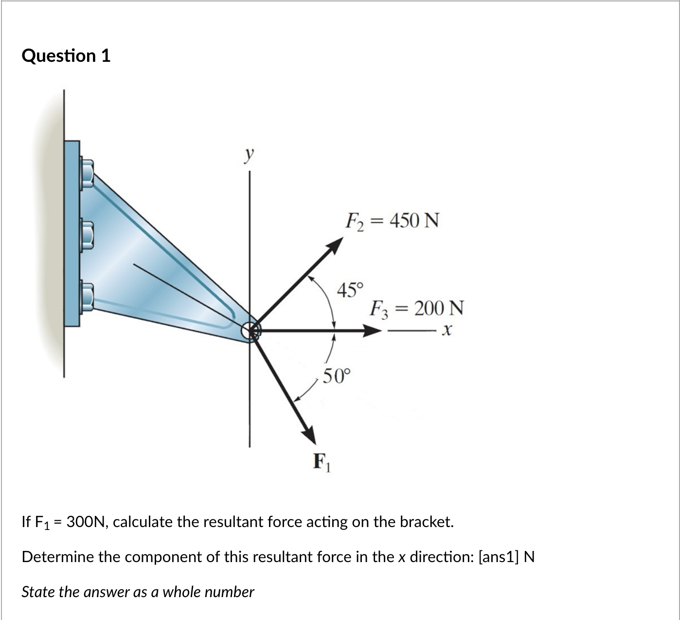 Solved Question 1If F1=300N, ﻿calculate the resultant force | Chegg.com