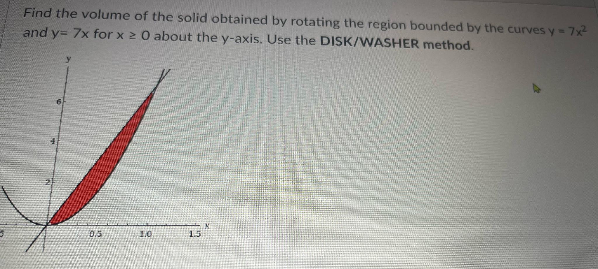 Solved Find the volume of the solid obtained by rotating the | Chegg.com