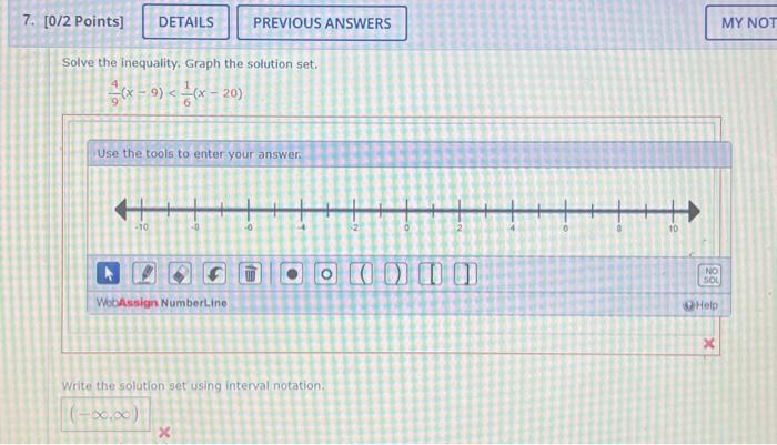 Solved Solve the inequality. Graph the solution set. n4(x−9) | Chegg.com