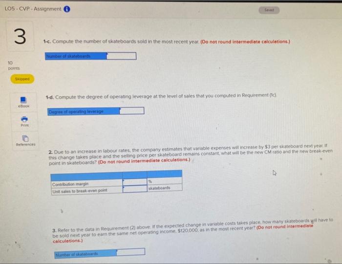 Solved Problem 8-5 Various CVP Questions: Break-Even Point; | Chegg.com