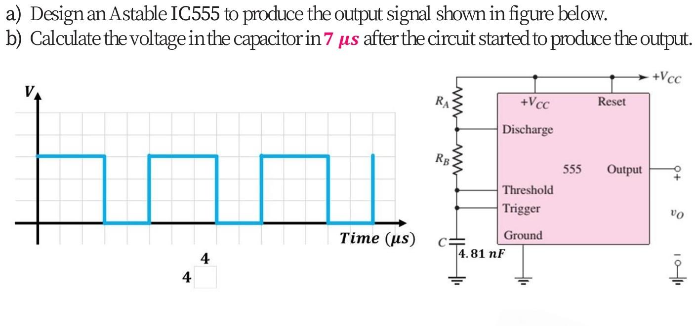 Solved a) Design an Astable IC555 to produce the output | Chegg.com