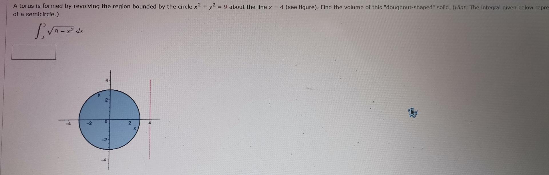 Solved = A torus is formed by revolving the region bounded | Chegg.com