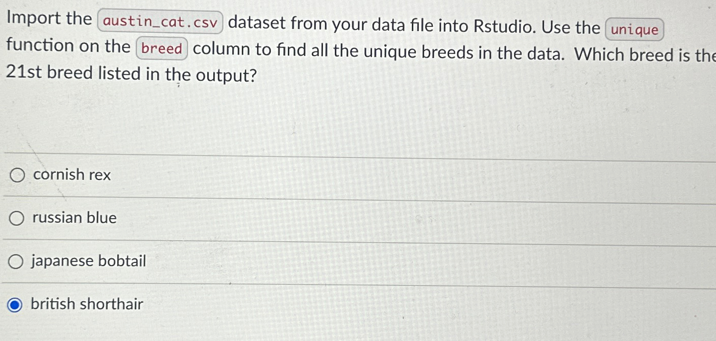 Solved Import the dataset from your data file into Rstudio. | Chegg.com