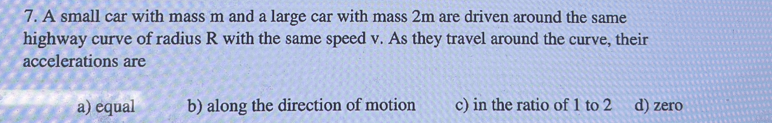 Solved A small car with mass m ﻿and a large car with mass 2m | Chegg.com