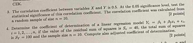 Solved CZK. 3. The correlation coefficient between variables | Chegg.com