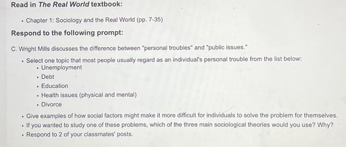 Solved Read in The Real World textbook: - Chapter 1: | Chegg.com