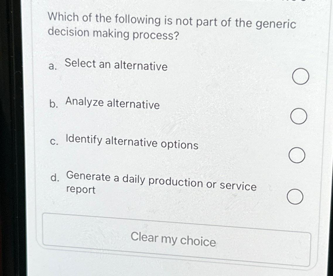 Solved Which of the following is not part of the generic | Chegg.com