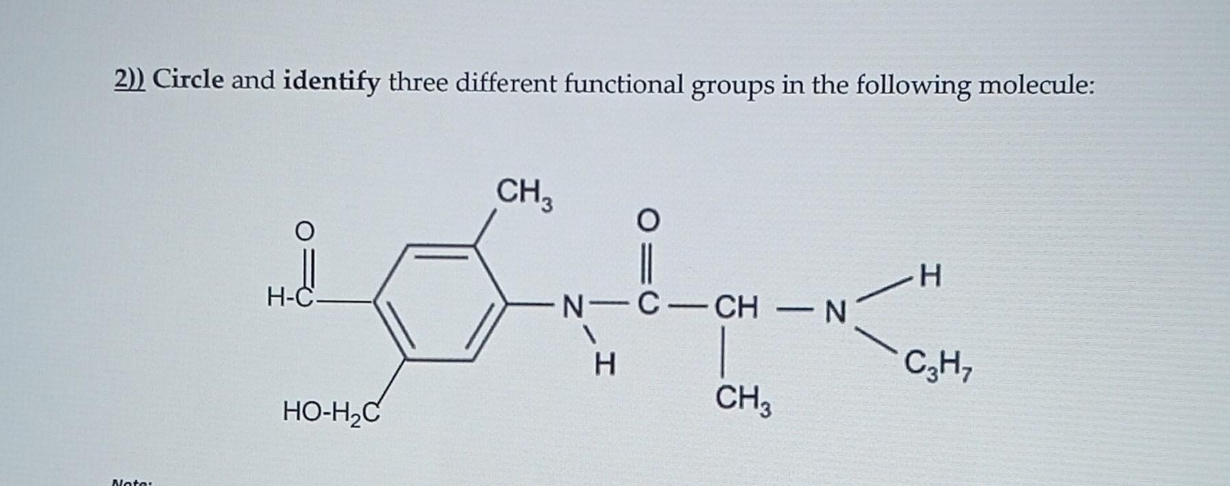 Solved 2)) Circle and identify three different functional | Chegg.com