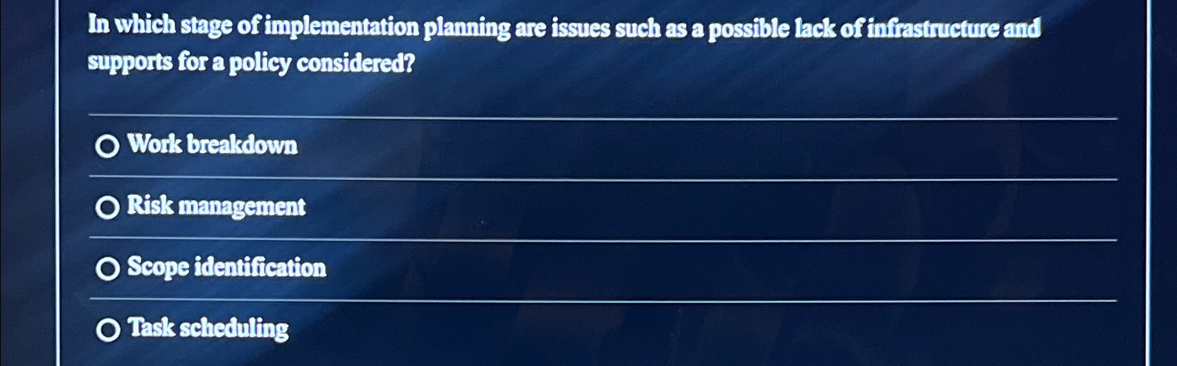Solved In which stage of implementation planning are issues | Chegg.com