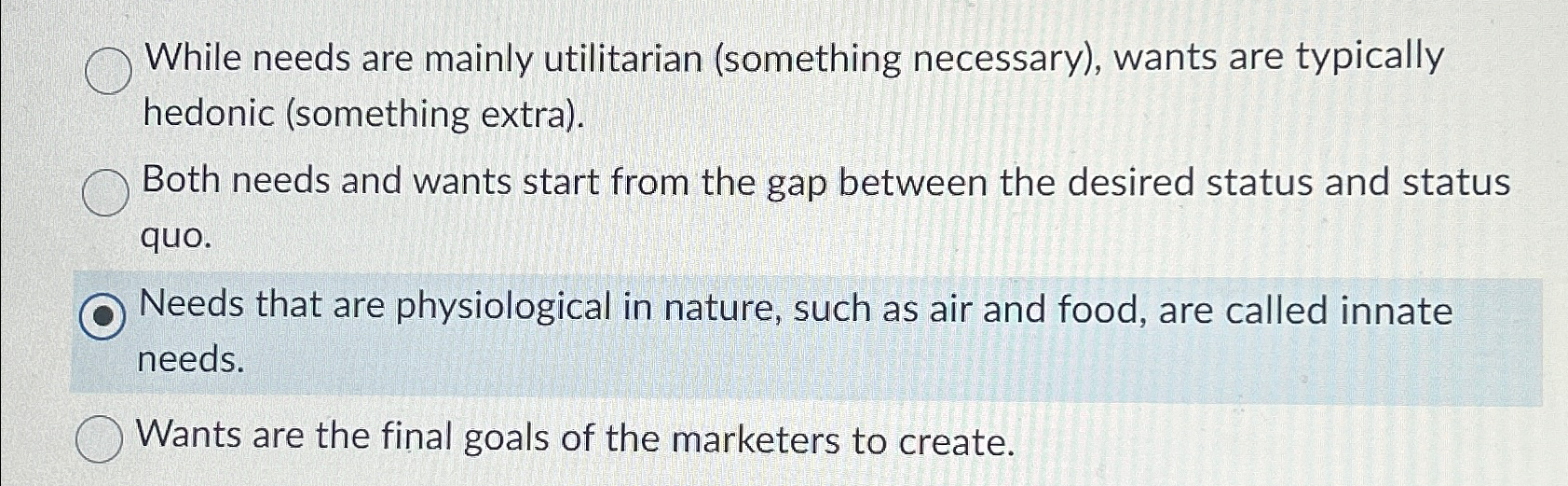 Solved While needs are mainly utilitarian (something | Chegg.com