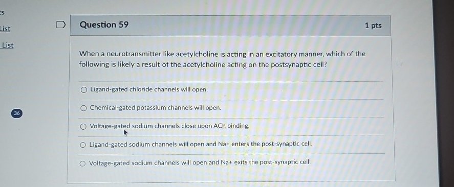 Solved Question 591 ﻿ptsWhen a neurotransmitter like | Chegg.com
