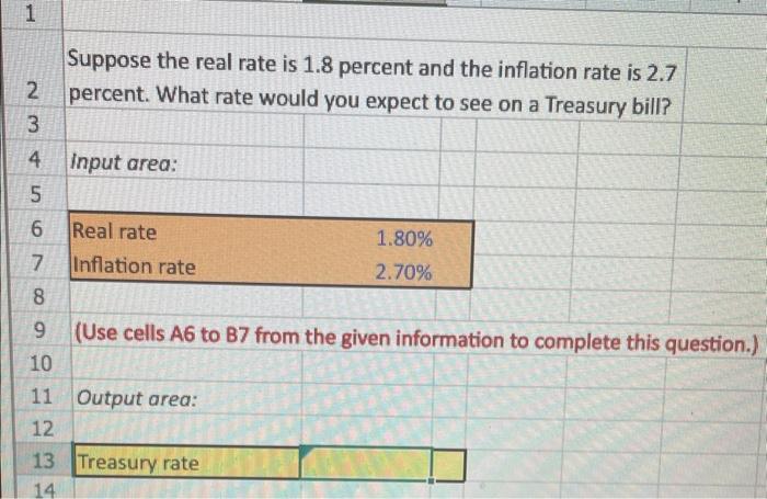 Solved 9 (Use cells A6 to B7 from the given information to | Chegg.com