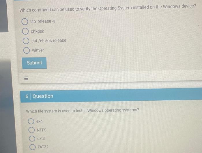 Solved Which command can be used to verify the Operating | Chegg.com