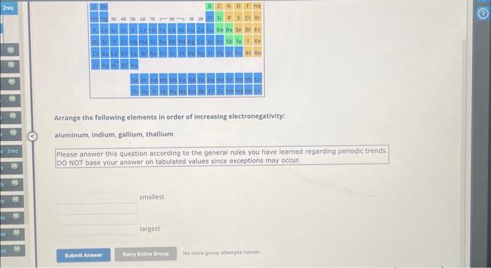 Solved Arrange the following elements in order of increasing | Chegg.com