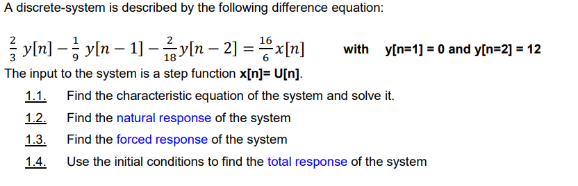 Solved A discrete-system is described by the following | Chegg.com