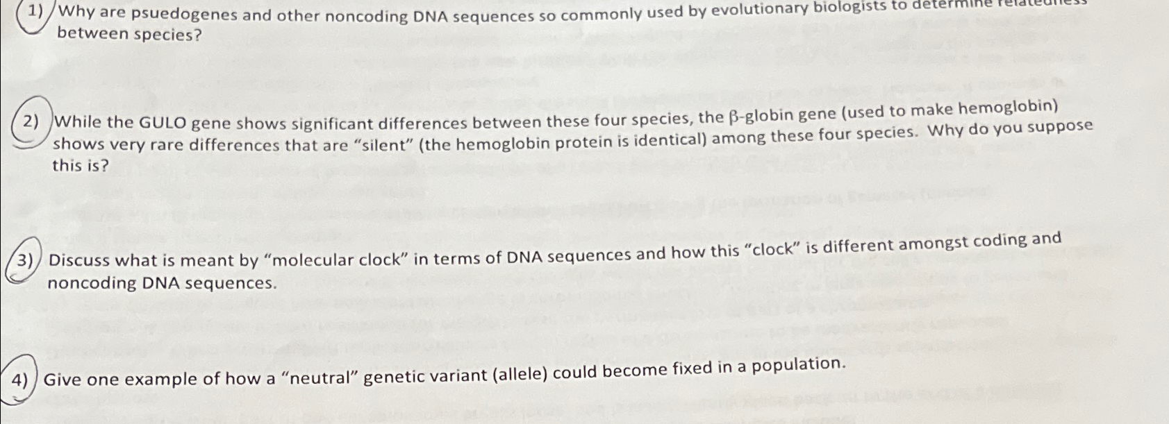 Solved Why are psuedogenes and other noncoding DNA sequences | Chegg.com