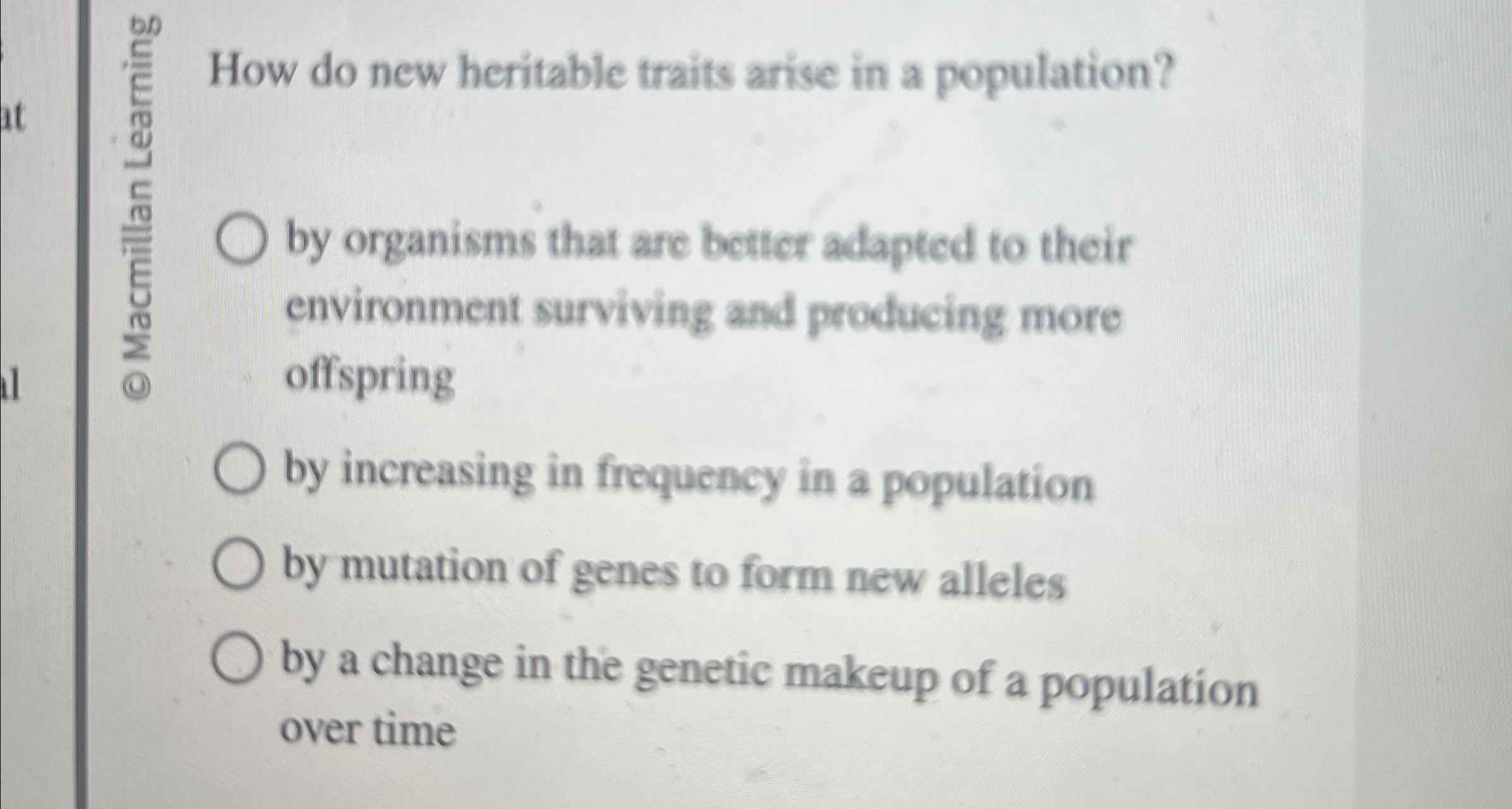 Solved How do new heritable traits arise in a population?by | Chegg.com