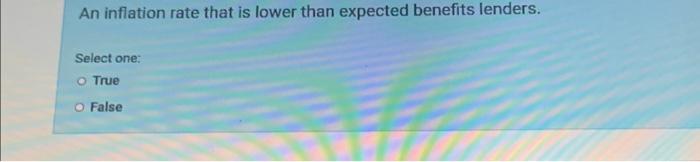 Solved An inflation rate that is lower than expected | Chegg.com