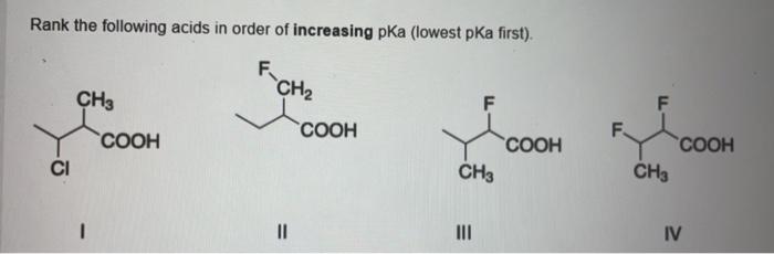 Solved Rank the following acids in order of increasing pka | Chegg.com