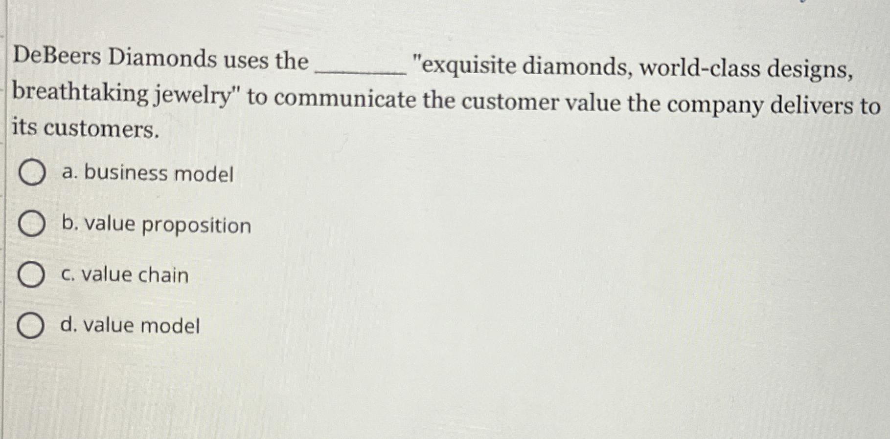 Solved DeBeers Diamonds uses the"exquisite diamonds, | Chegg.com