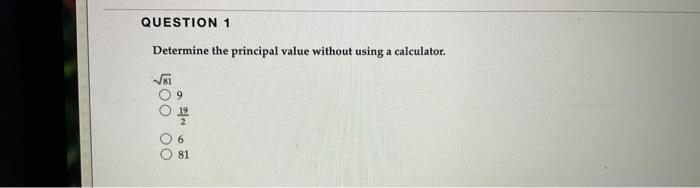 Solved Determine the principal value without using a | Chegg.com