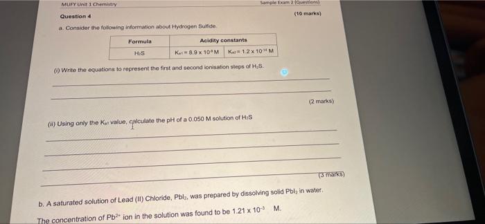 Solved MUFY Unit 1 Chemistry Question 4 a. Consider the | Chegg.com