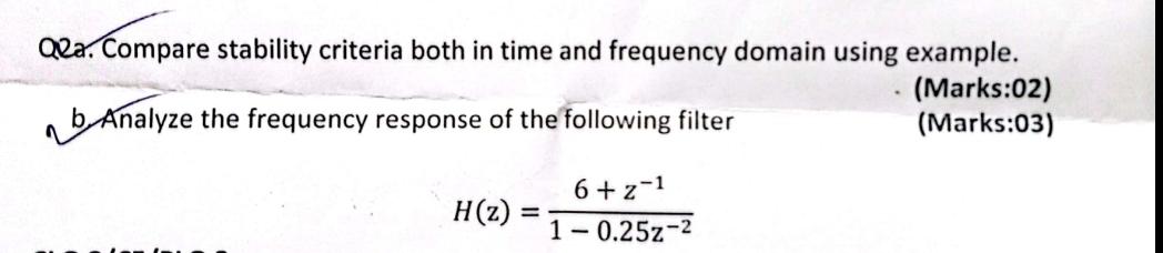 Solved QRa. Compare stability criteria both in time and | Chegg.com