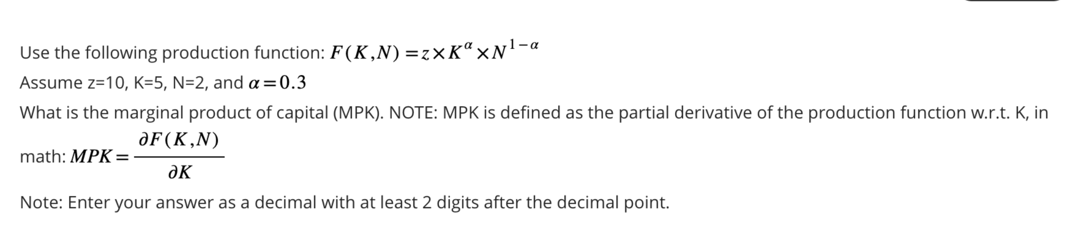 Solved Use the following production function: | Chegg.com