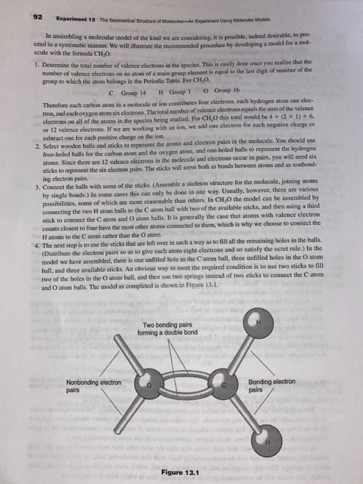 Solved Experiment 13 The Geometrical Structure of Molecules | Chegg.com