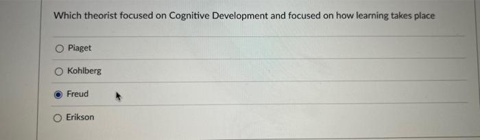 Solved Which theorist focused on Cognitive Development and | Chegg.com