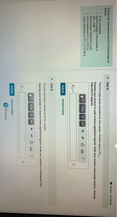 Solved Review Constants Part A A balanced, three phase | Chegg.com