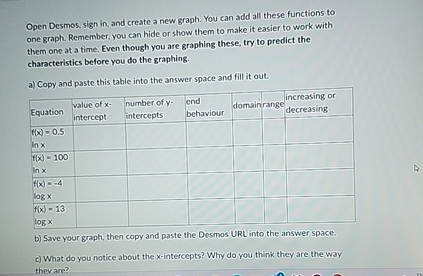 Solved Open Desmos, sign in, ﻿and create a new graph. You | Chegg.com