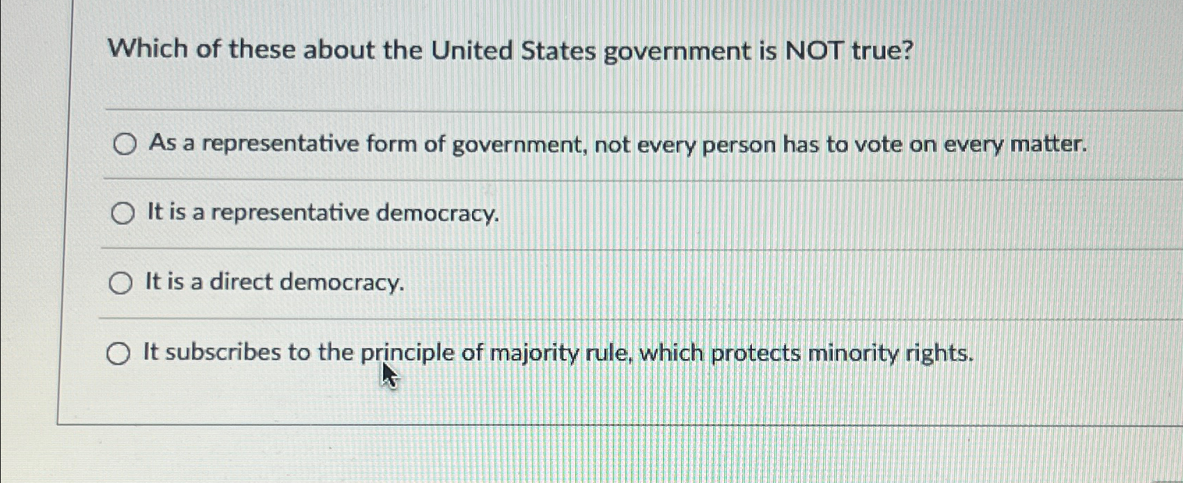 Solved Which of these about the United States government is | Chegg.com