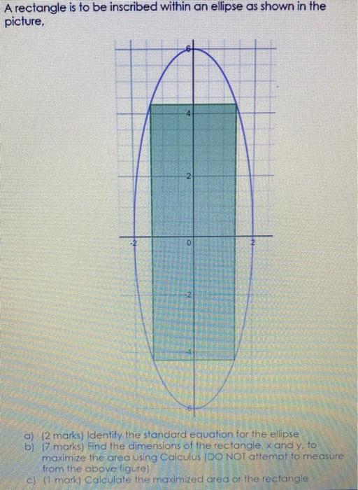 Solved A rectangle is to be inscribed within an ellipse as | Chegg.com