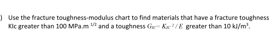 Solved Use the fracture toughness-modulus chart to find | Chegg.com